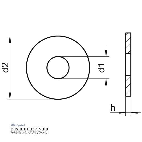 Paslanmaz Geniş Pul DIN9021