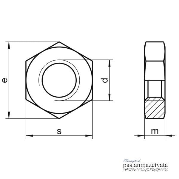 Paslanmaz Kontra, Somun, DIN439