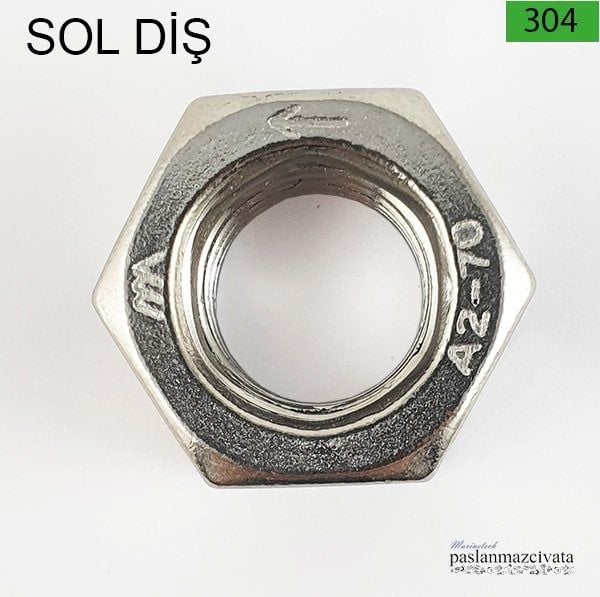 Paslanmaz SOL DİŞ Somun DIN 934